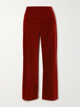 Etro Pantalon Évasé En Velours De Coton Mélangé - Bordeaux