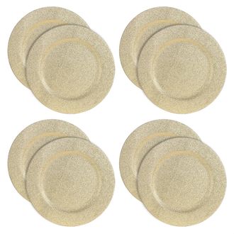 Com-Four 8x Platzteller als Tischdekoration - wiederverwendbare Unterteller - funkelnde Dekoteller f&uuml;r Hochzeit, Familienfeier oder Weihnachten - Charger &Oslash; 33 