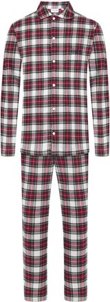 Lacoste Flanell-Pyjama mit Karomuster und Logo-Stickerei in