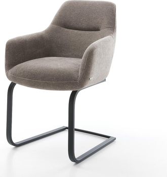 DELIFE Freischwinger Pejo-Flex Strukturstoff Soft Taupe Freischwinger flach Schwarz Taschenfederkern, Esszimmerst&uuml;hle