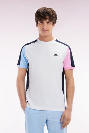 Eden Park T-shirt Colorblock En Coton Blanc Coupe Droite