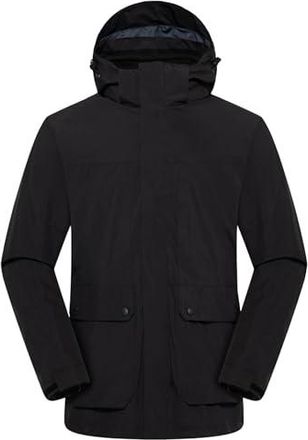 Generic Veste dhiver imperm&eacute;able pour homme avec doublure isolante amovible et coupe-vent &agrave; capuche, Noir, XXL