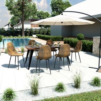 Furniture R Camping Hocker Set 4er - Leicht, Braun Velours, Metallkreuzgestell, Klappbar? Nein, Kompakter Sitz für Outdoor