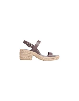 Calvin Klein Beta - Leder-Espadrilles in der Farbe Pfefferkorn mit Absatz-Grau