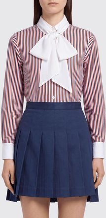 Thom Browne Gestreifte Seidenbluse mit Schluppenkragen