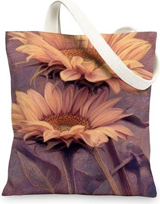 Generic Sac fourre-tout en toile motif tournesol artistique, réutilisable, chic, vintage, léger, lavable pour salle de sport, extérieur, voyage, plage, 33 x 3