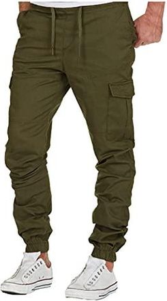 Generic Pantalon Cargo Homme Grande Taille- Pantalon Jogging Taille &Eacute;lastique Casual Couleurs Pures Coupe Slim avec Poches Sweatpants Automne Hiver Droit Poly