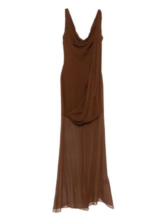 Giuseppe Di Morabito robe &agrave; d&eacute;tails drap&eacute;s - Marron