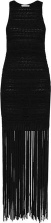 Laneus Femme, Robes, Noir, Taille: 36 FR Robe en maille avec ourlet &agrave; franges