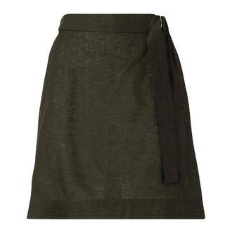 Max Mara Femme, Jupes, Vert, Taille: 40 FR Mini-jupe verte en lin avec cordon de serrage