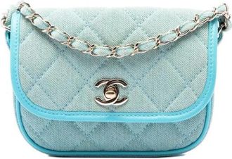 Chanel Sac bandouli&egrave;re matelass&eacute; en jean Pre-owned - Femme - Pre-owned - Bleu - Taille: ONE Size