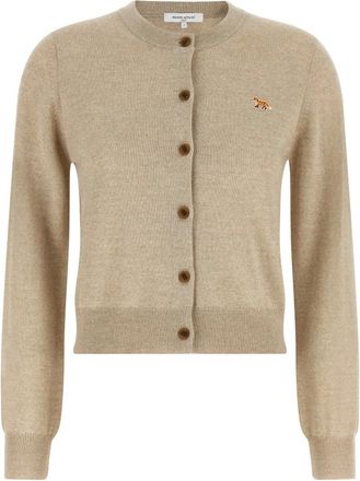 Maison Kitsun&eacute; Femme, Pulls, Beige, Taille: 36 FR Baby Fox Merino Cardigan