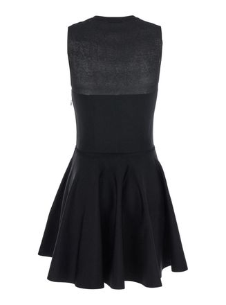 Givenchy Womens Black Crew Neck Dress With Flared Skirt Viscose
