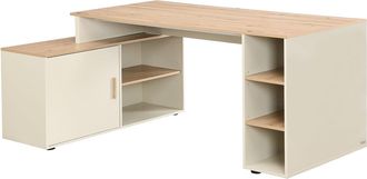 Vente-Unique Eckschreibtisch mit Stauraum ñ MDF ñ Beige und Natur ñ ROMIARA