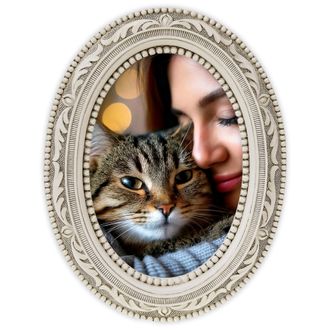 Matches 21 Ovale Bilderrahmen 13 x 18 cm aus Harz im Antik Design - Vintage Tisch Fotorahmen, Wei&szlig; Used-Look