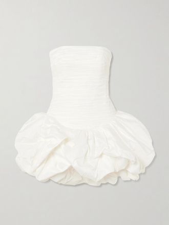 Aje Violette Tr&auml;gerloses Minikleid Aus Baumwolle Mit Raffungen - Elfenbein