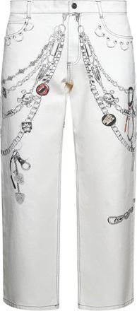 John Richmond Homme, Jeans, Blanc, Taille: M Ornamental Graphic Jeans droits