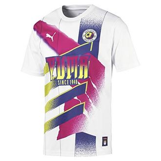 Puma Maillot de Football New Levels r&eacute;tro &agrave; Manches Courtes - Blanc/Rose - Taille M