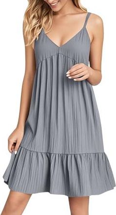 Generic Robe de mari&eacute;e formelle pour femme - Bo&icirc;te de nuit - Col en V - Bandouli&egrave;re r&eacute;glable - Robe sans manches - Rouge - Courte - Sexy, gris, XXL