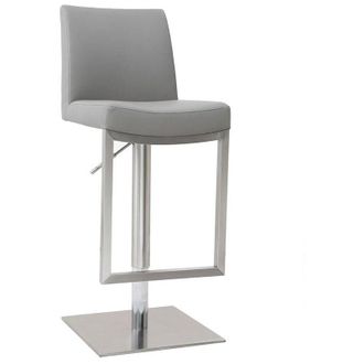 Miliboo Miliboo - Tabouret de bar relevable gris et acier chromé kyle
