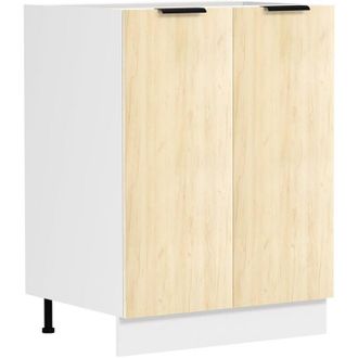 ebuy24 Mobilier de cuisine submergé Fasola h. 82 x l. 60 x p. 46 cm Blanc/Hong Eiche
