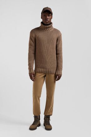 Eden Park Pull &Agrave; Col Roul&eacute; En Laine Et Coton Marron Coupe Regular