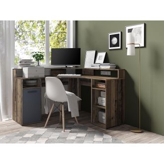 Fredriks home24 Eckschreibtisch Felm 139 x 91 x 139cm Braun/Altholz Dekor