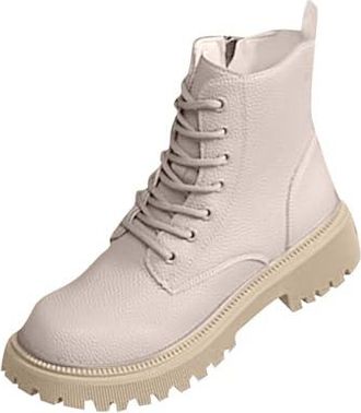 Generic Bottes &agrave; lacets pour femme &agrave; talon bloc &eacute;pais - &Eacute;l&eacute;gantes - Bout rond - Antid&eacute;rapantes - Fermeture &eacute;clair lat&eacute;rale - Confortables - Coupe large - Bott
