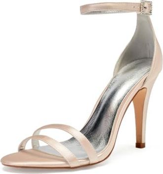 Generic Chaussures De Mariage Sandales Hauts Femmes Sexy Open Toe Stylet Et&eacute; Talon Mari&eacute;e Soir&eacute;e Chaussures Femmes10.5Cm,Champagne,41 EU