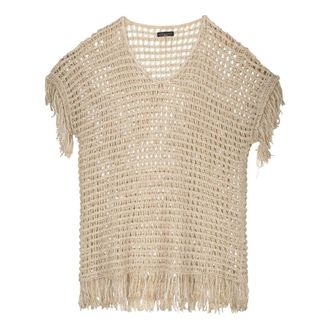 Fabiana Filippi Femme, Pulls, Beige, Taille: 38 FR Pull en tricot crocheté Boho Chic