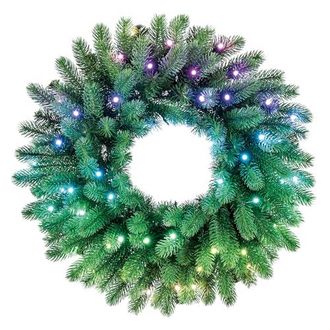 Twinkly Regal Wreath Pr&eacute;-illumin&eacute;e, Guirlande de No&euml;l Artificielle Mappable avec 50 LED RGB, Diam&egrave;tre 60cm, Compatible avec Alexa et Google Home, D&eacute;coration d