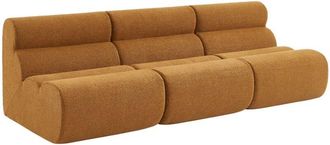Sweeek 3er-Set modulare Lounge-Sessel mit strukturiertem Boucl&eacute;-Bezug, Strukturiertes Boucl&eacute;, Senfgelb