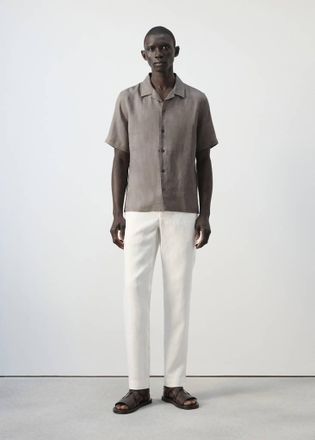 Mango Pantalon 100 % lin slim fit blanc cass&eacute; - Homme - 38 - MANGO MAN