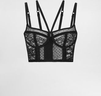 Dolce & Gabbana Das Dessous-bustier Mit Schmalen Tr&auml;gern Ist Aus Floraler Schwarzer Chantilly-spitze Gefertigt. Die Leichte; Glamour&ouml;se Optik Wird All Ihren Looks Ein