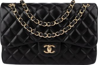 Chanel Crossbody Bags - Chanel Quilted Lambskin Jumbo Double Flap Crossbod - Gr. unisize - in Schwarz - f&uuml;r Damen