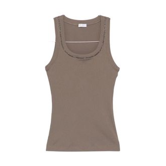 Brunello Cucinelli Beaded Ribbed Tank Top - - Tops - Damen - Braun - S