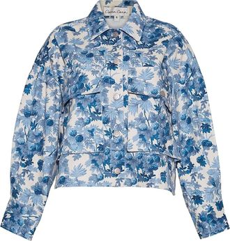 Cara Cara veste en jean Kobie &agrave; fleurs - Bleu