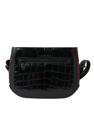 Balenciaga Womens Black Exotic Leather Shoulder Crossbody Camera Bag Crocodile