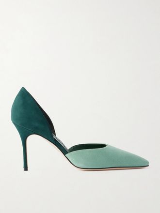Manolo Blahnik Escarpins En Daim Bicolore Taylerbinu 90 - Vert