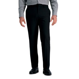 Haggar Herren 4-Wege-Stretch, Gerade Passform, Flache Vorderseite, Anzughose Klassische Hose, Schwarz, 34W / 30L