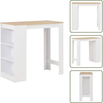 vidaXL Bartisch mit Regal Wei&szlig; 110x50x103 cm - Esstisch - Bartisch - Wohnzimmertisch - Kleiner Esstisch - Hochstuhltisch