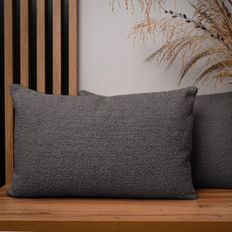 MG Design 2er Set Kissenbez&uuml;ge 40 x 60 cm in Dunkelgrau - mit Rei&szlig;verschluss, fein gewebt mit Chenille-Haptik, pflegeleich