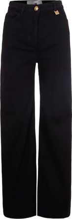 Elisabetta Franchi Femme, Jeans, Noir, Taille: W28 Jean Palazzo avec D&eacute;tail Logo
