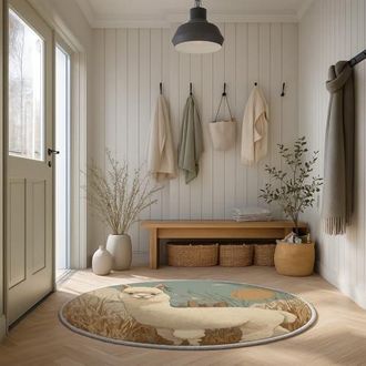 Generic Doux Carpet pour Salon Chambre Dressing Jaune Blanc Simple Tapis Round Doux Champ de Riz Alpaga Tapis de Salon Decoration Maison pour Salle à Manger P