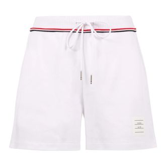 Thom Browne Baumwollshorts mit dreifarbigem Detail und zwei Seitentaschen - - Shorts - Damen - Wei&szlig; - XS