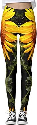 Generic Legging de sport 2026 pour femme - Imprim&eacute; tournesol - Taille haute - Contr&ocirc;le du yoga, Orange, XXL
