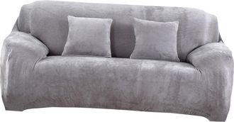 Valiclud Elastischer Dicker Sofaüberzug aus Polyester Spandex rutschfest und Waschbar Sofabezug Sitzer Silbergrau Schützender Sofabezug für Wohnzimmermöbel