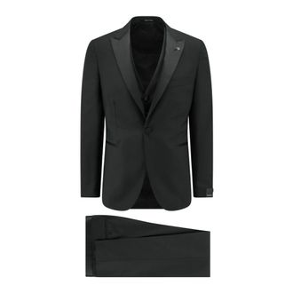 Tagliatore Homme, Costumes, Noir, Taille: M Costume Noir avec Revers en Satin