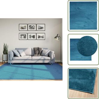 vidaXL The Living Store - Teppich oviedo Kurzflor T&uuml;rkis 200x200 cm - Kuscheldecke - Kurzflorteppich - Wohnteppich - Badezimmerteppich - Kinderzimmerteppich