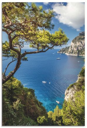 Artland ARTland Wanddeko Wandbild Alu Verbundplatte für Innen & Outdoor Bild 80x120 cm Landschaftsbilder Meer Strand Küste Felsen Capri Italien U2IU